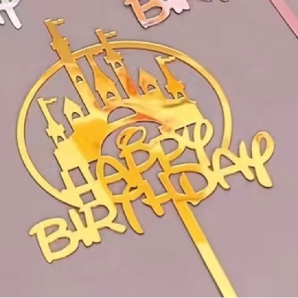 Party Supplies | Gold Disney Theme Castle Acrylic Cake Topper | Poshmark